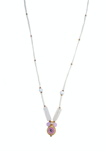 Pink Beaded Small Eye Pendant Necklace – Rhys Kelly